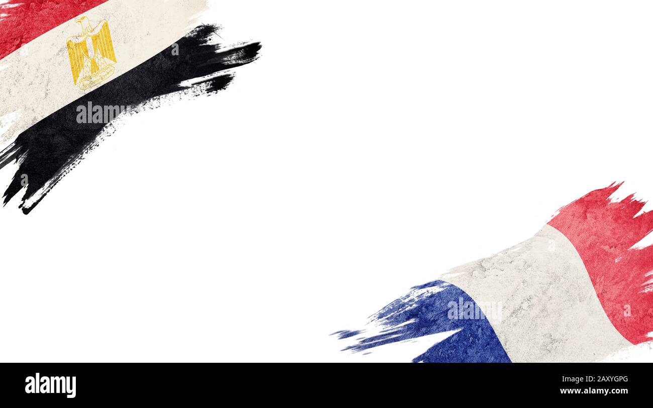 Flags of Egypt and France on white background Stock Photo - Alamy