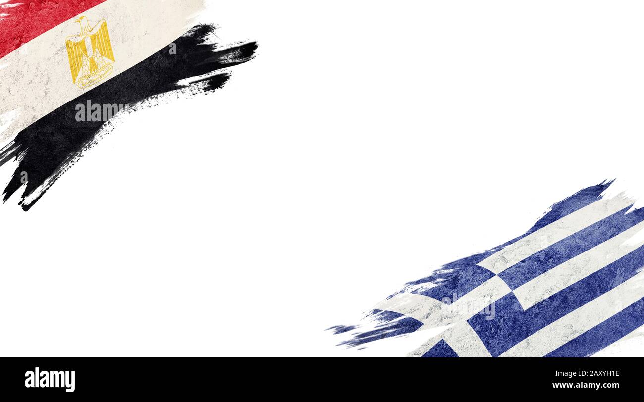 Flags of Egypt and Greece on white background Stock Photo - Alamy