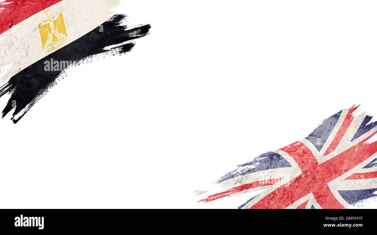 Flags of Egypt and Great Britain on white background Stock Photo - Alamy