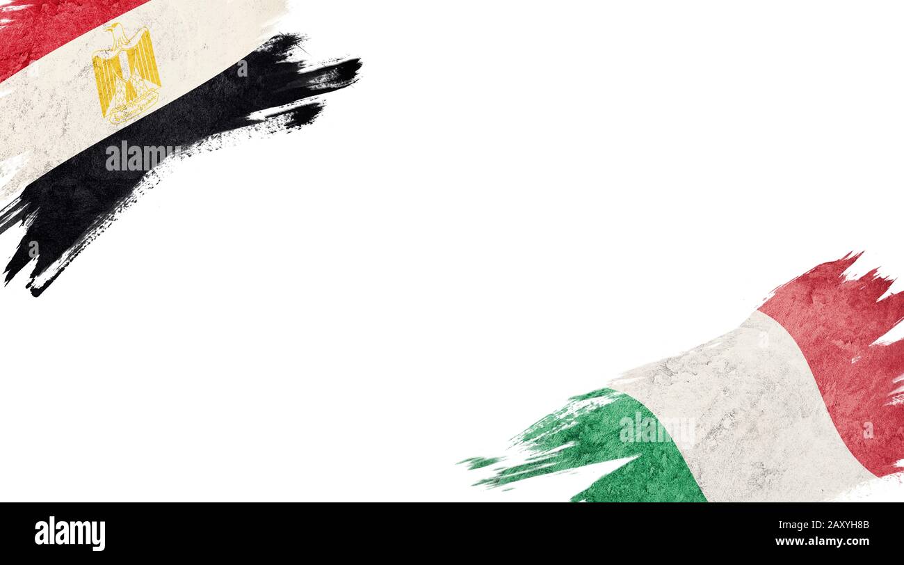 Flags of Egypt and Italy on white background Stock Photo - Alamy