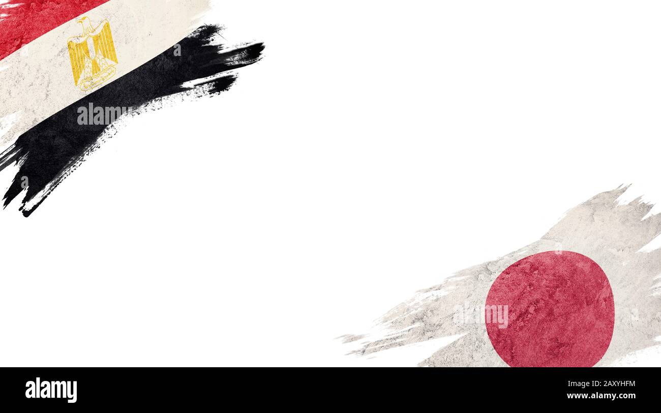 Flags of Egypt and Japan on white background Stock Photo - Alamy