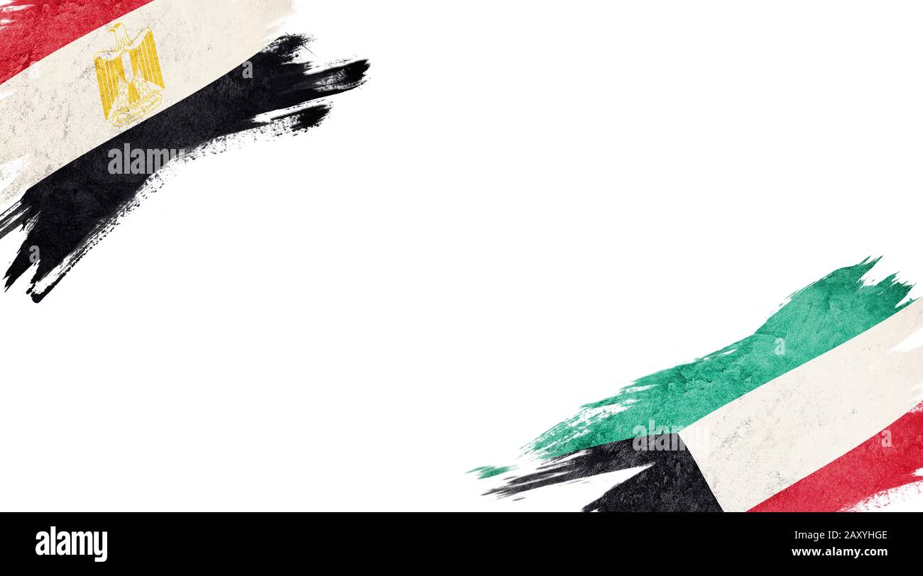 Flags of Egypt and Kuwait on white background Stock Photo - Alamy