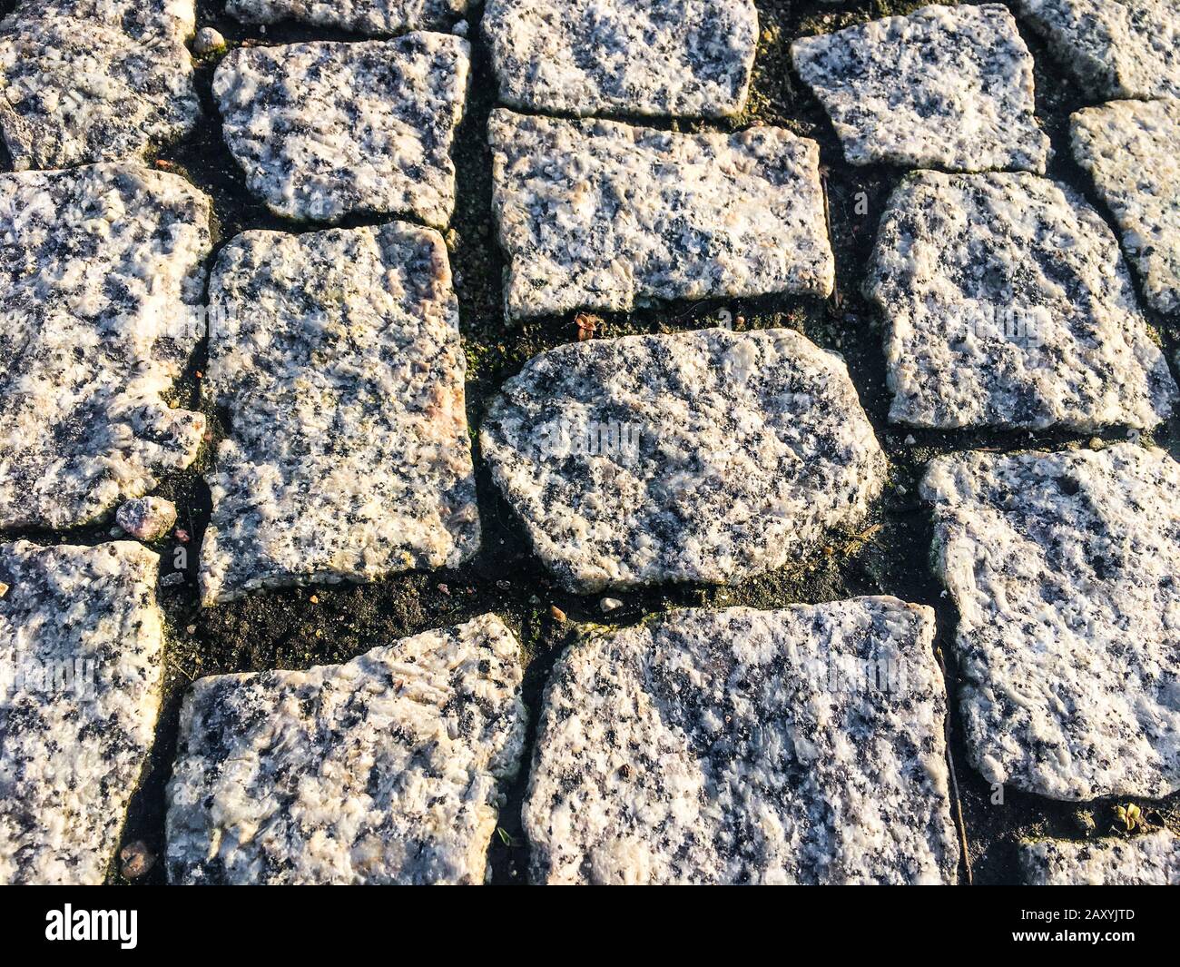 Tiles, road and paving concept - Old rustic stone pavement textured ...