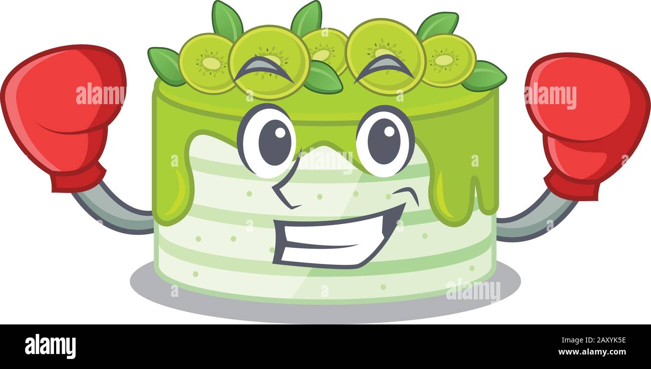 mascot character style of Sporty Boxing kiwi cake Stock Vector Image ...