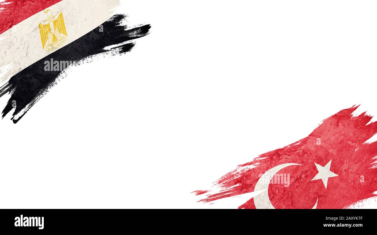 Flags of Egypt and Turkey on white background Stock Photo - Alamy