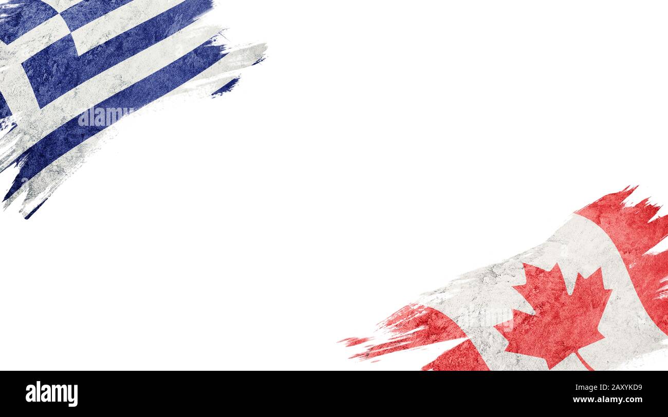 Flags of Greece and Canada on white background Stock Photo - Alamy