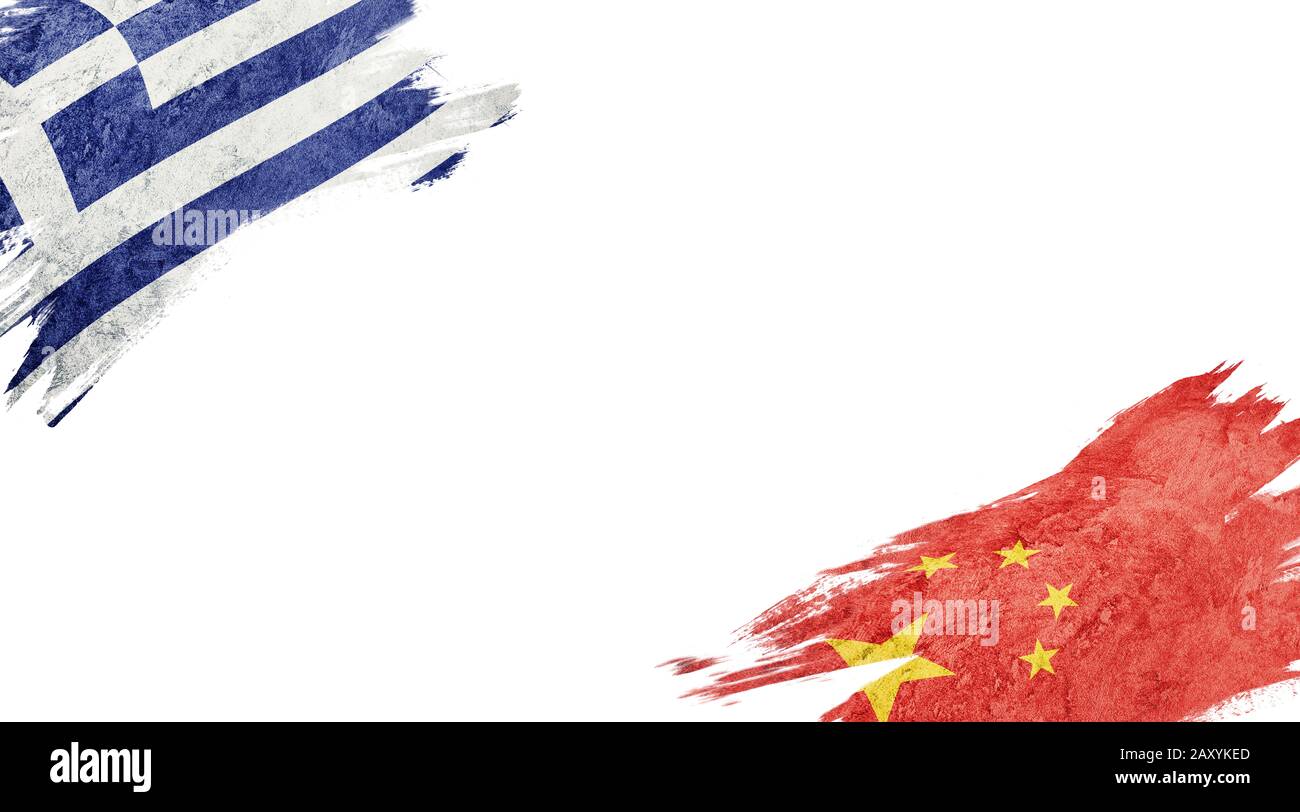 Flags of Greece and China on white background Stock Photo - Alamy