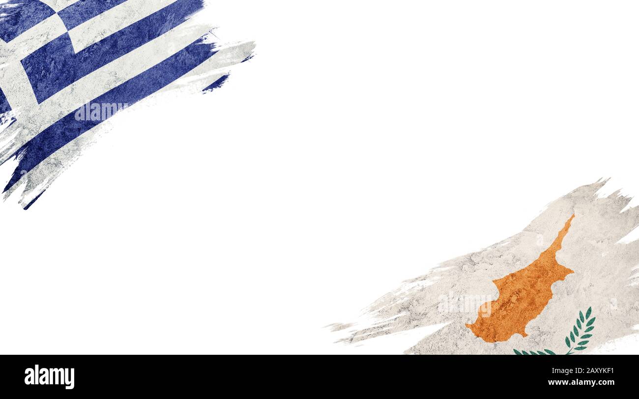 Flags of Greece and Cyprus on white background Stock Photo - Alamy