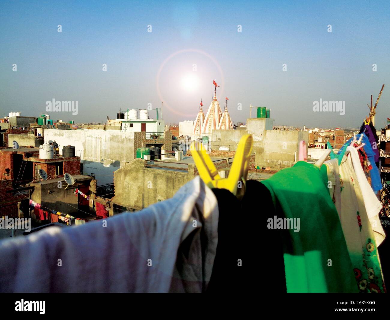 Laundry drying on roof in hi-res stock photography and images - Alamy