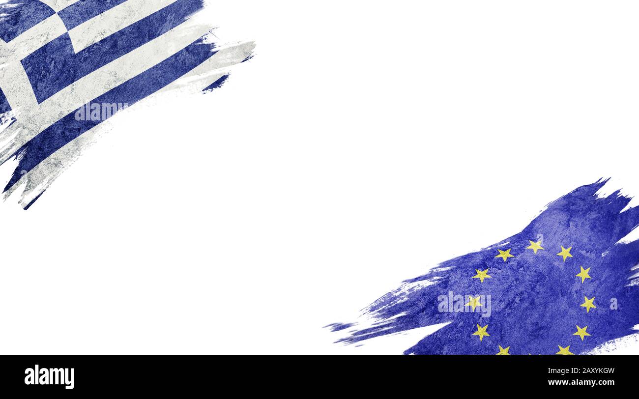 Flags of Greece and Europe Union on white background Stock Photo - Alamy