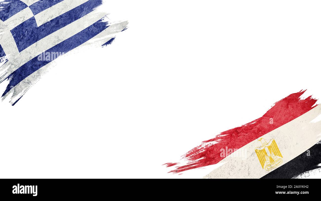 Flags of Greece and Egypt on white background Stock Photo - Alamy