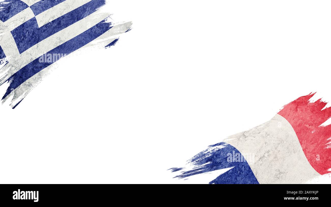 Flags of Greece and France on white background Stock Photo - Alamy