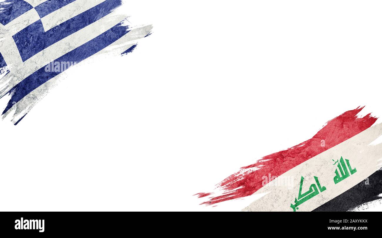 Flags of Greece and Iraq on white background Stock Photo - Alamy