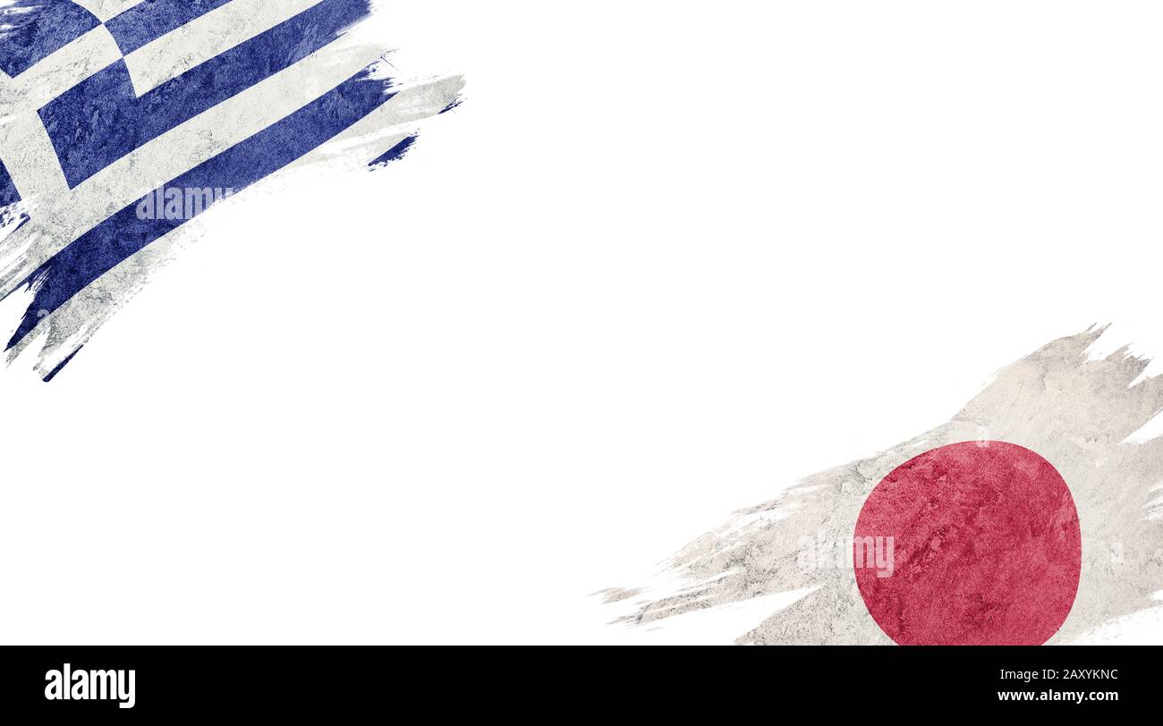 Flags of Greece and Japan on white background Stock Photo - Alamy