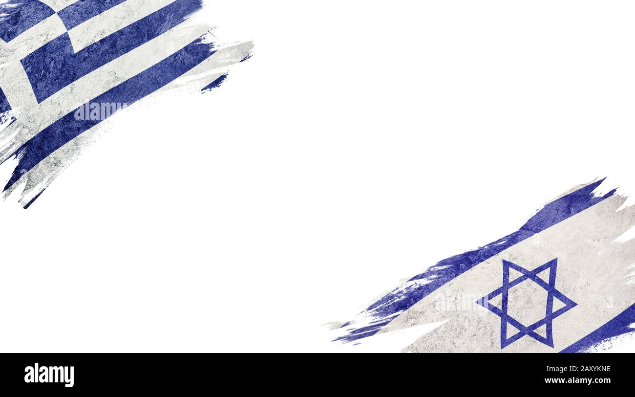 Flags of Greece and Israel on white background Stock Photo - Alamy