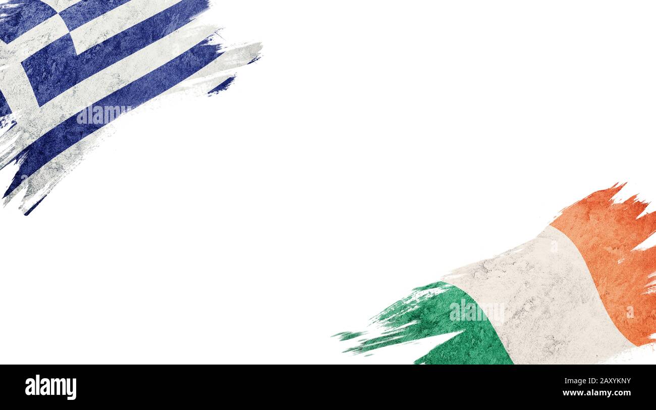 Flags of Greece and Ireland on white background Stock Photo - Alamy