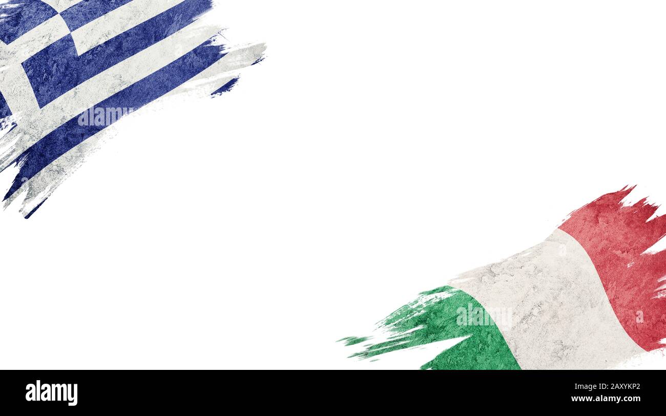 Flags of Greece and Italy on white background Stock Photo - Alamy