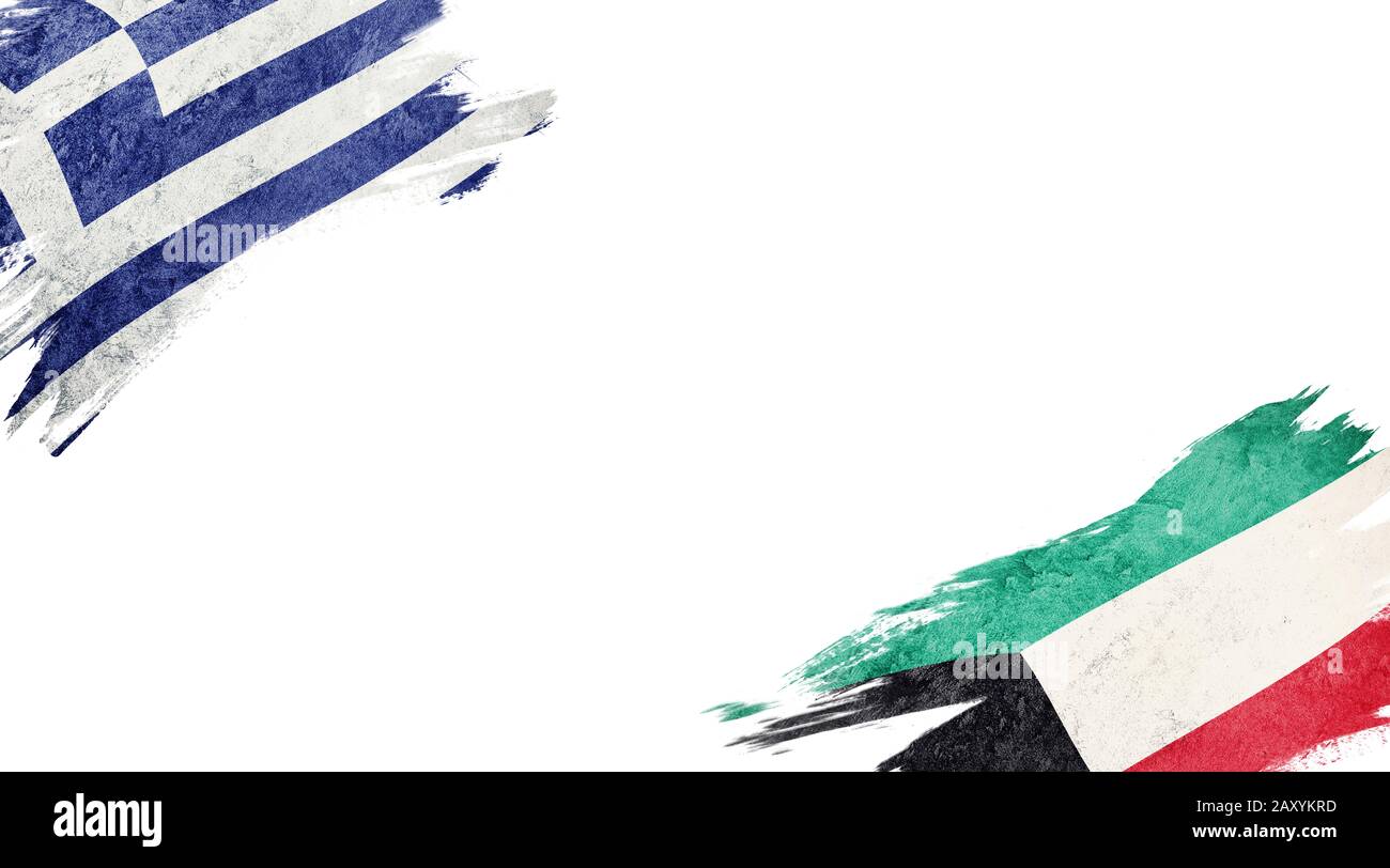 Flags of Greece and Kuwait on white background Stock Photo - Alamy