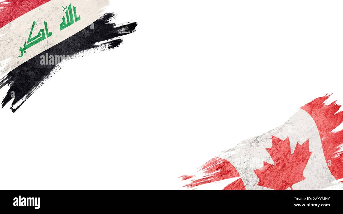 Flags of Iraq and Canada on white background Stock Photo - Alamy