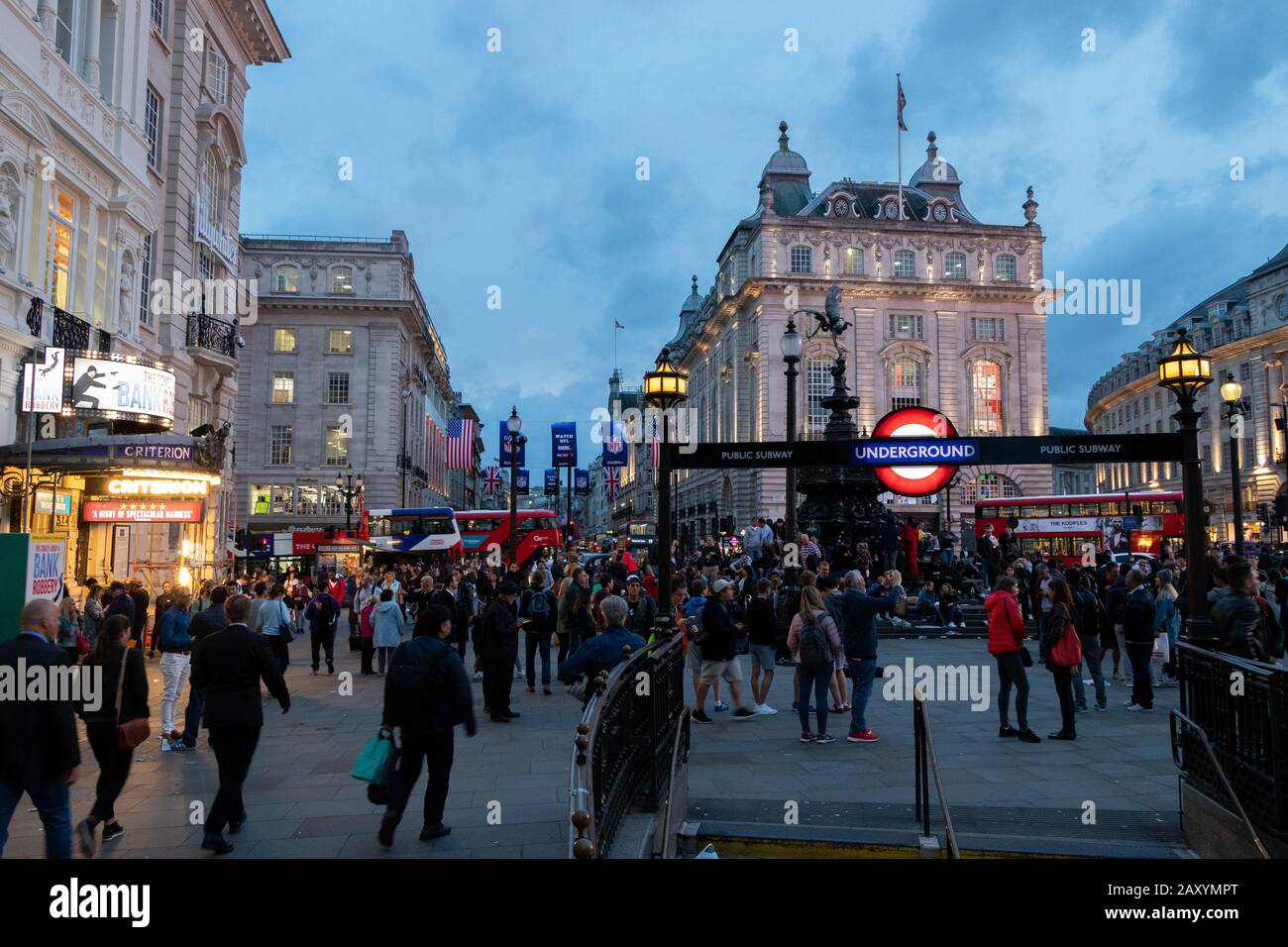 London, England - September 20, 2018: Piccadilly Circus street at night ...