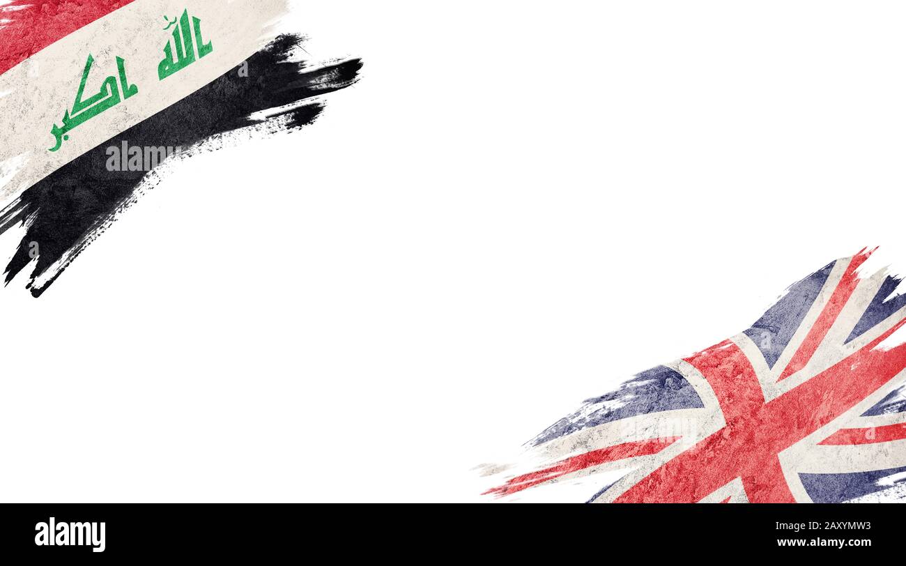 Flags of Iraq and Great Britain on white background Stock Photo - Alamy