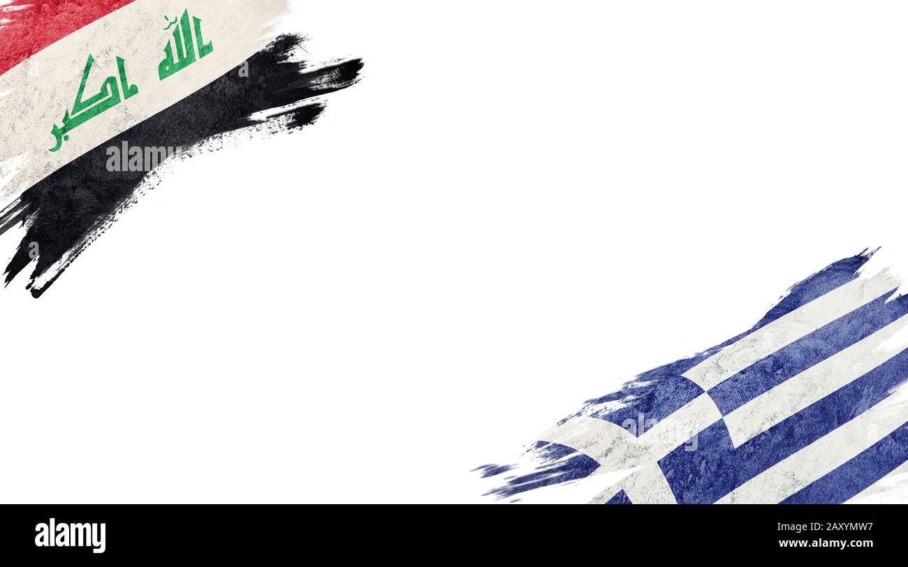 Flags of Iraq and Greece on white background Stock Photo - Alamy