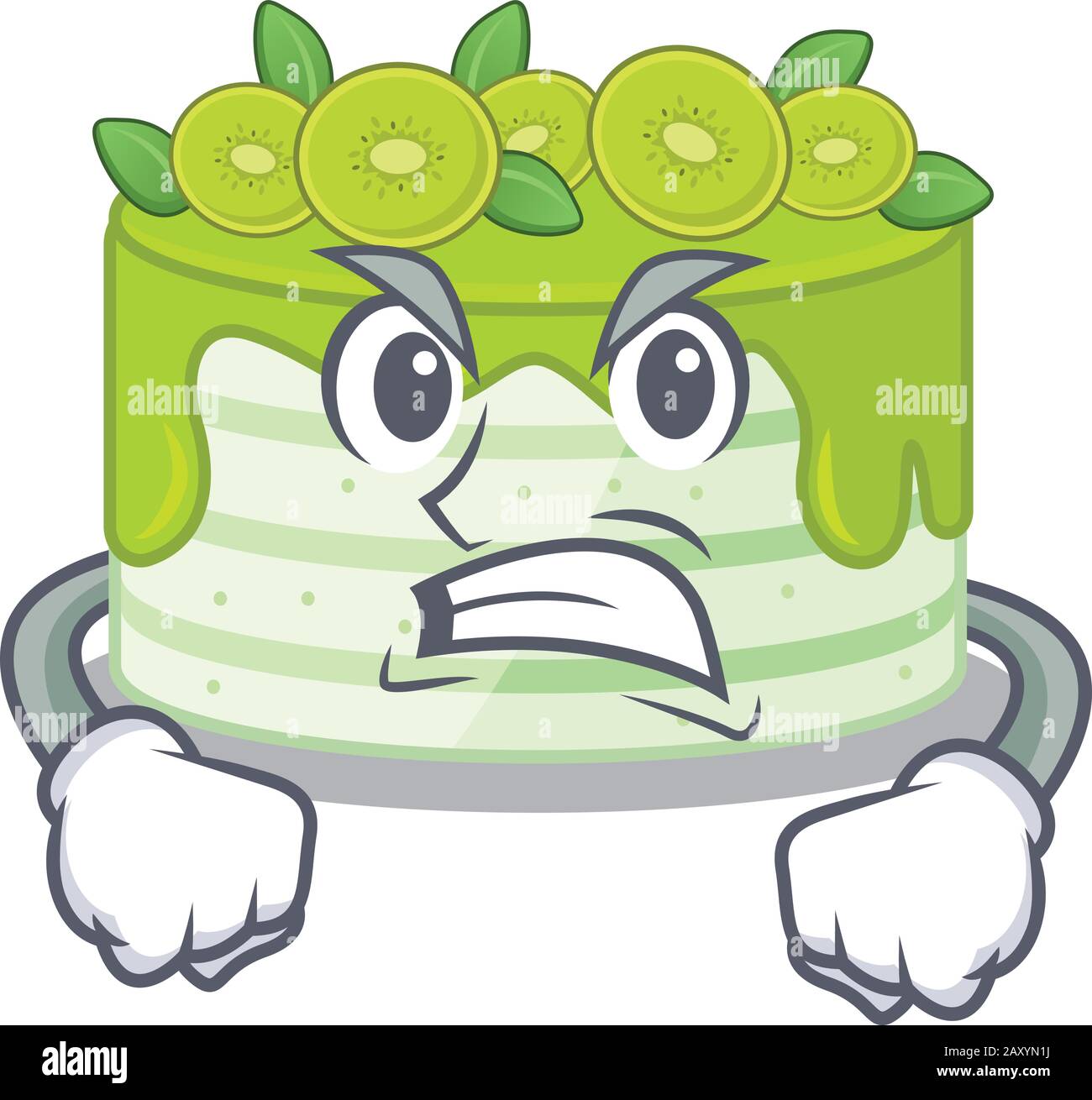 Kiwi cake cartoon character style having angry face Stock Vector Image ...
