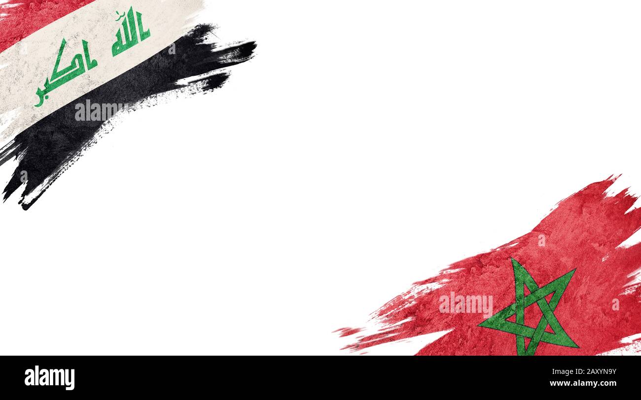 Flags of Iraq and Morocco on white background Stock Photo - Alamy