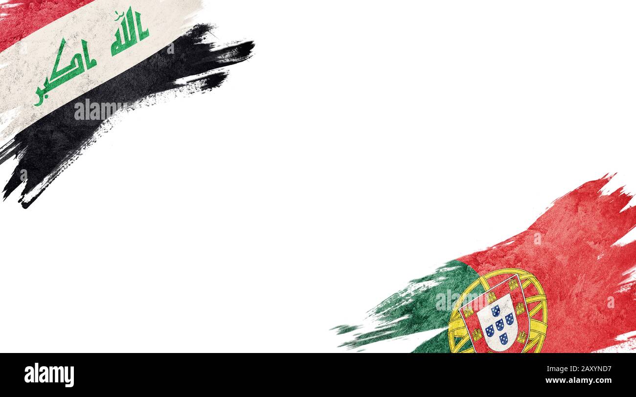 Flags of Iraq and Portugal on white background Stock Photo - Alamy