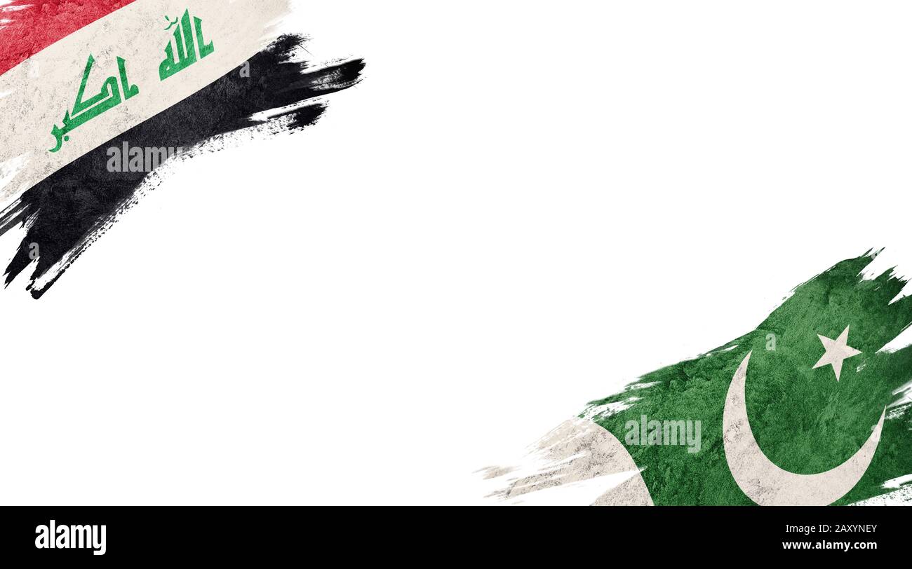 Flags of Iraq and Pakistan on white background Stock Photo - Alamy