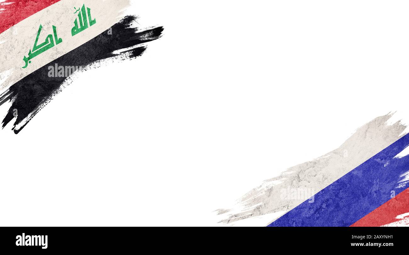 Flags of Iraq and Russia on white background Stock Photo - Alamy