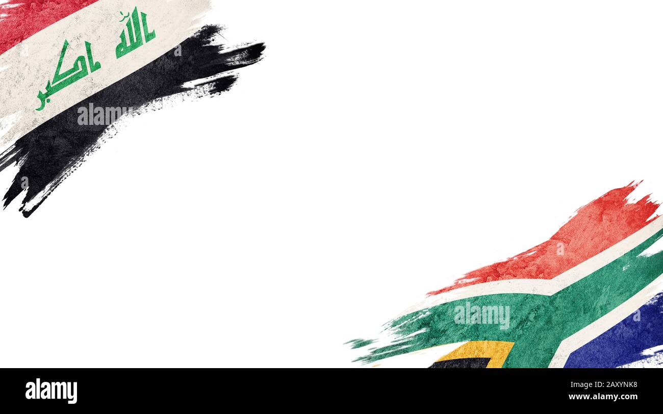 Flags of Iraq and South Africa on white background Stock Photo - Alamy