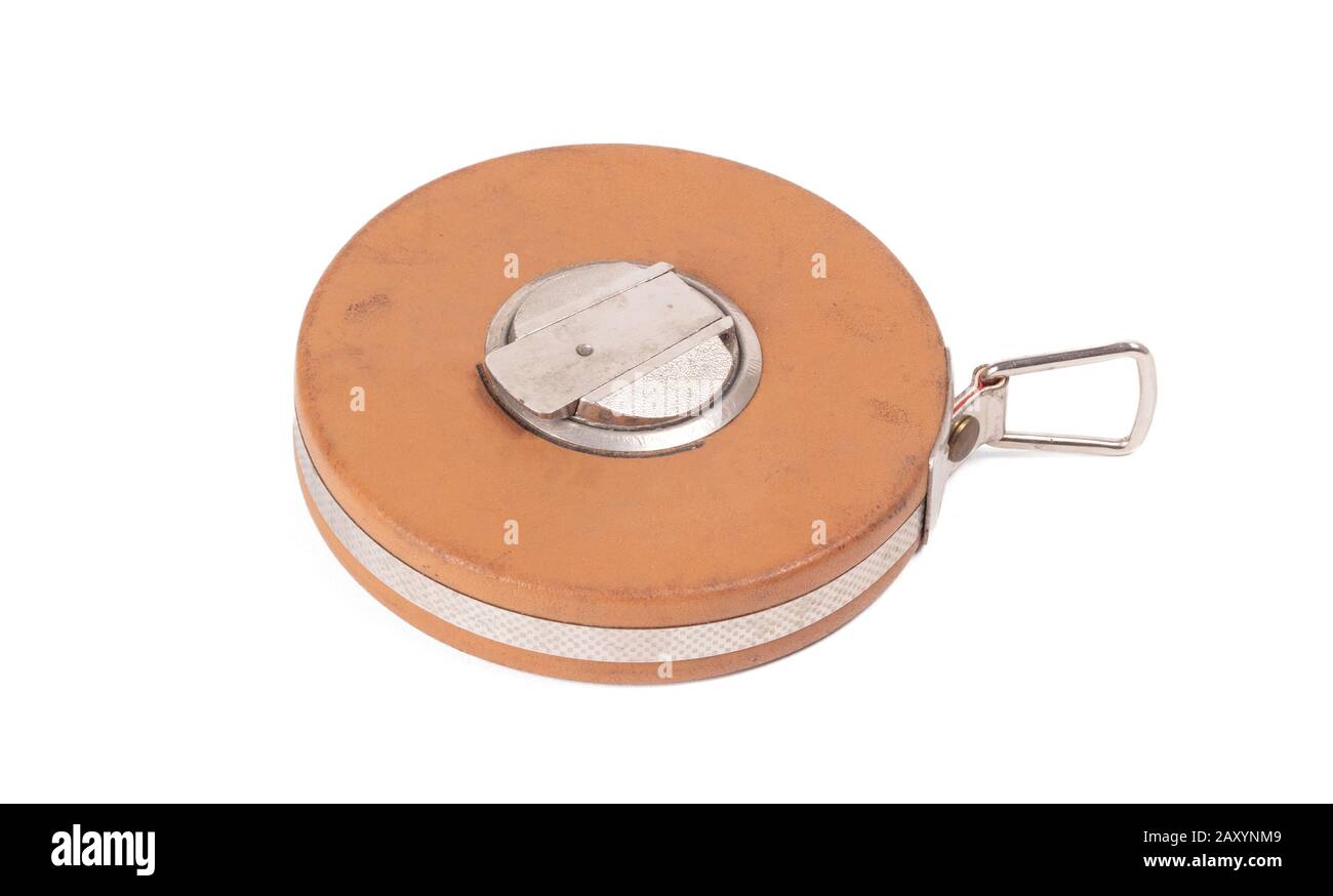 Vintage measuring tape isolated on a white background Stock Photo - Alamy