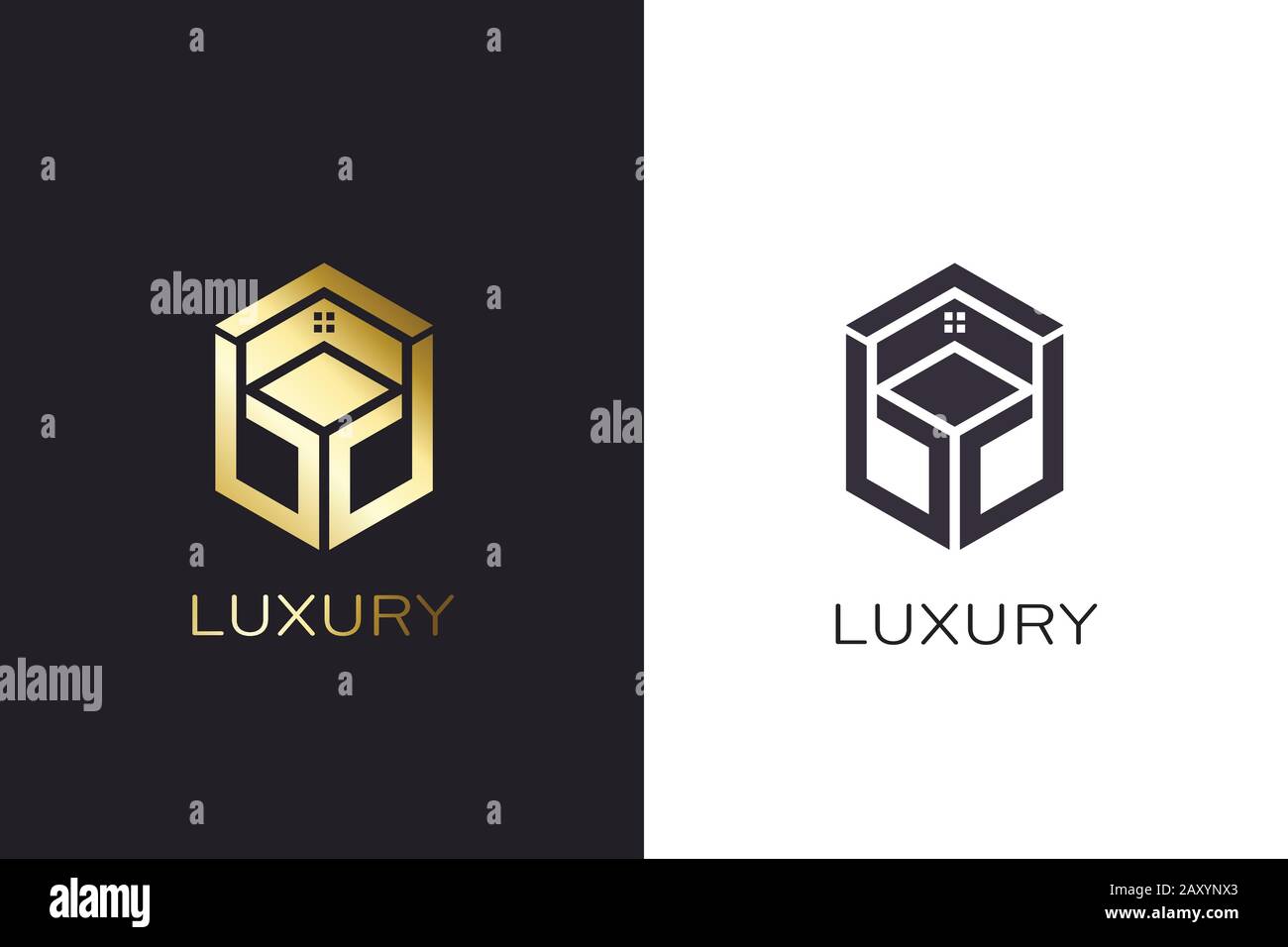 Golden cube gold box Stock Vector Images - Alamy