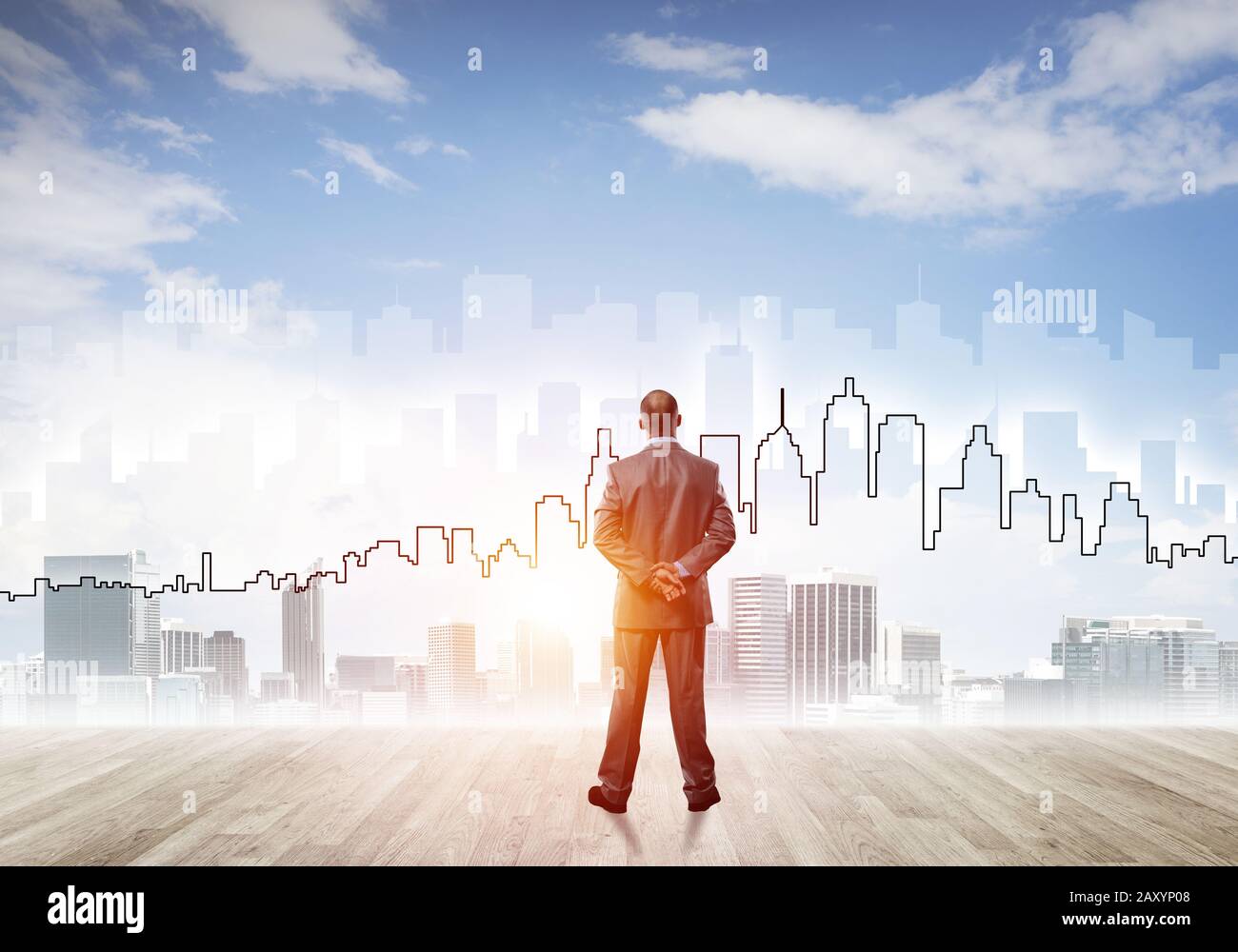 Motivation and inspiration concept with modern cityscape and ...