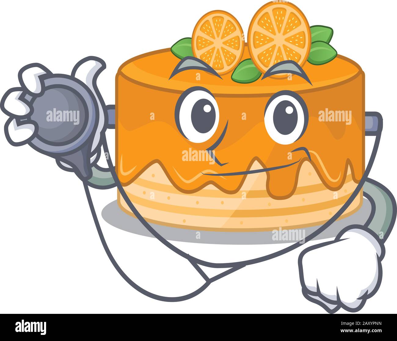 A mascot picture of orange cake cartoon as a Doctor with tools Stock ...