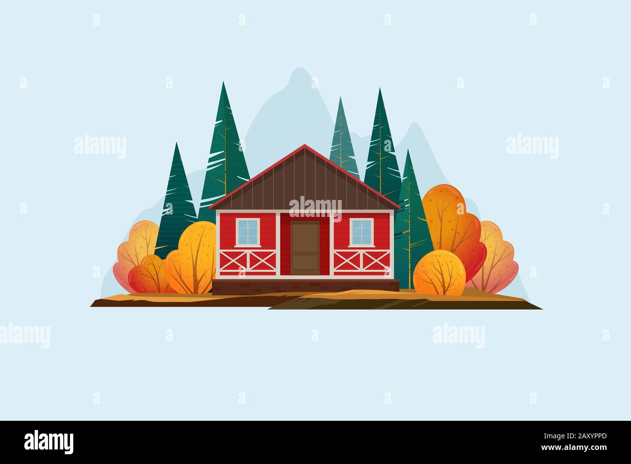 House in fir forest Stock Vector Images - Alamy