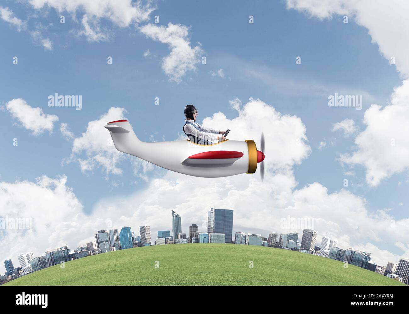 Man fly sky above plane hi-res stock photography and images - Alamy