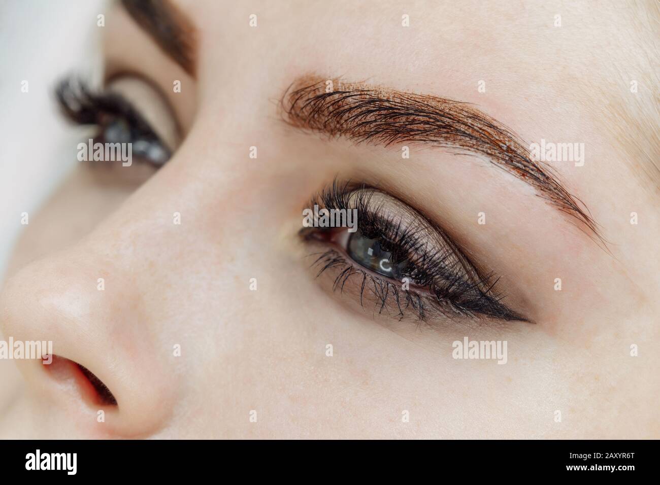 Face makeup model eyebrows close hi-res stock photography and images ...