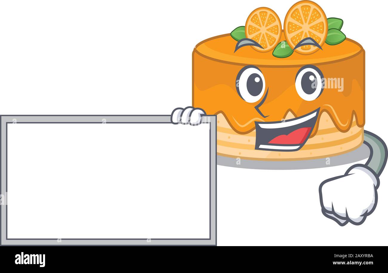 cartoon character of orange cake design concept bring a board Stock ...
