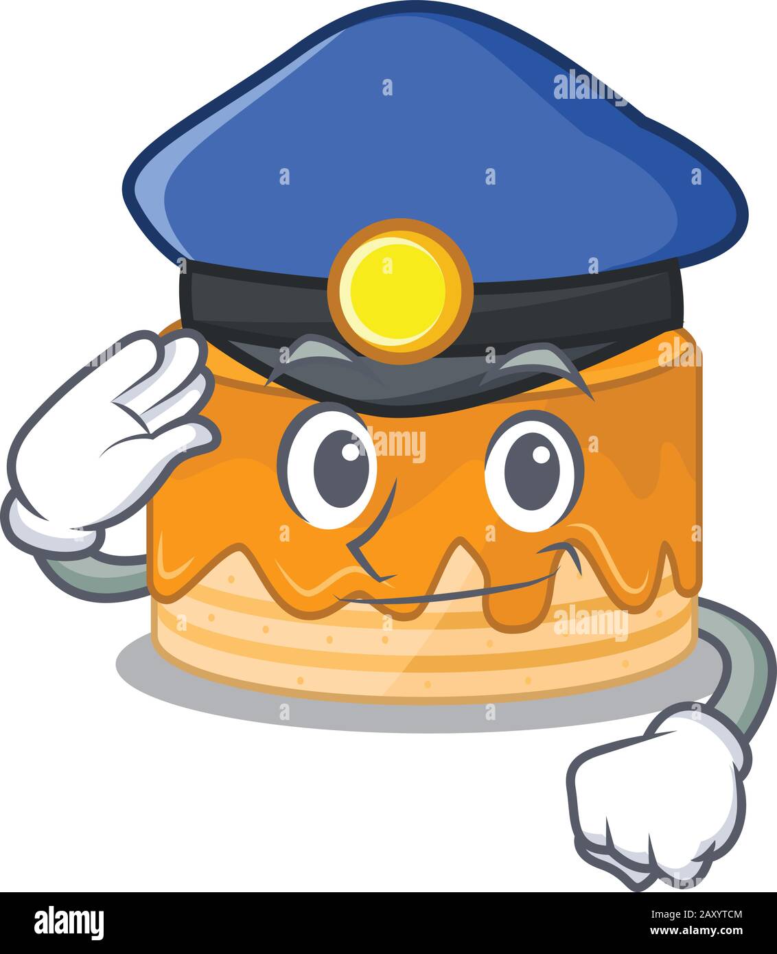 A manly orange cake Cartoon concept working as a Police officer Stock ...