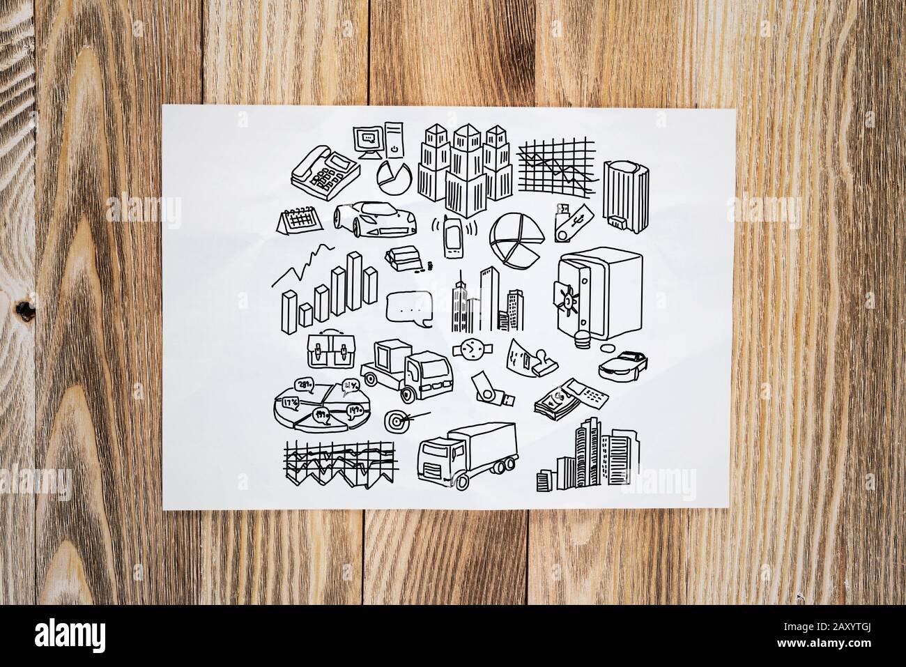 Company commercial activity pencil hand drawn Stock Photo - Alamy