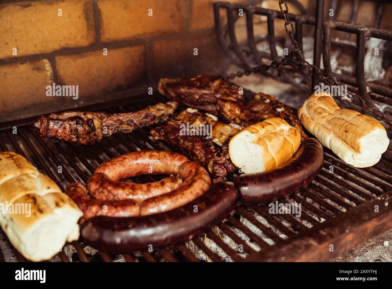 "Parrillada" Argentine barbecue make on live coal (no flame), beef ...