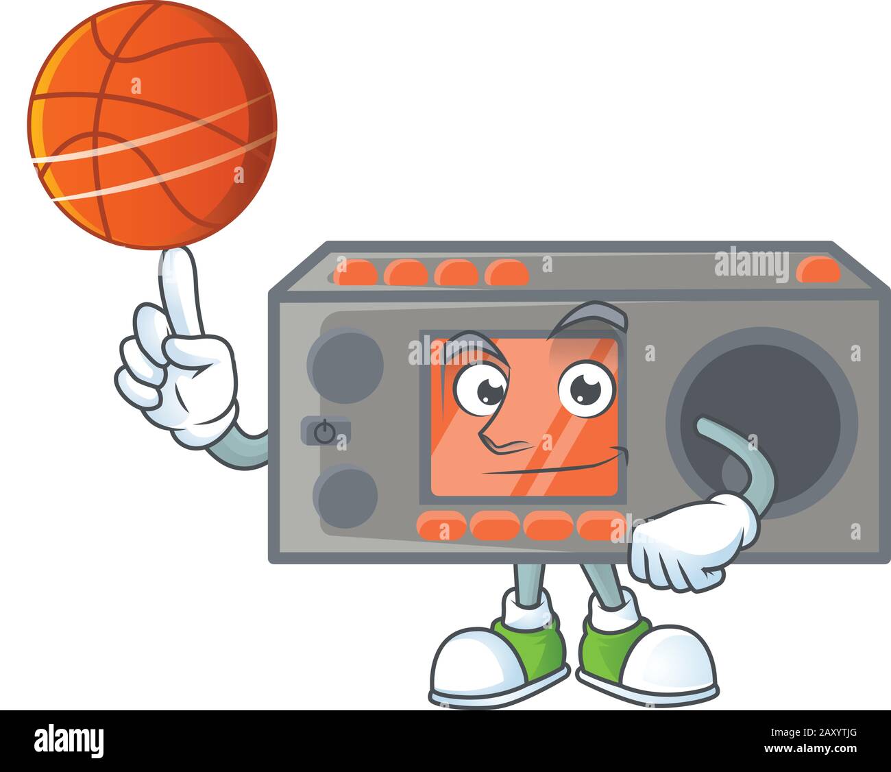 a strong radio transceiver cartoon character with a basketball Stock ...
