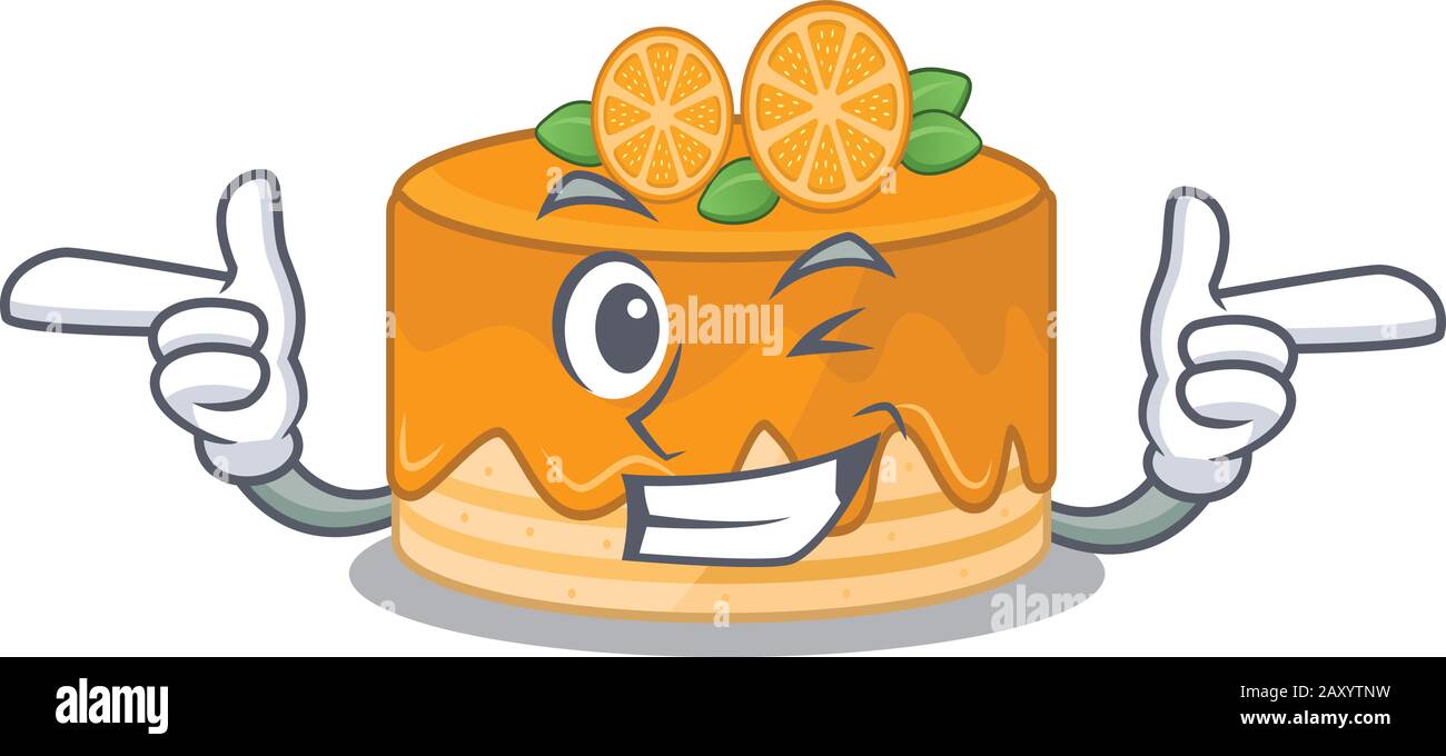 Cute mascot cartoon design of orange cake with Wink eye Stock Vector ...