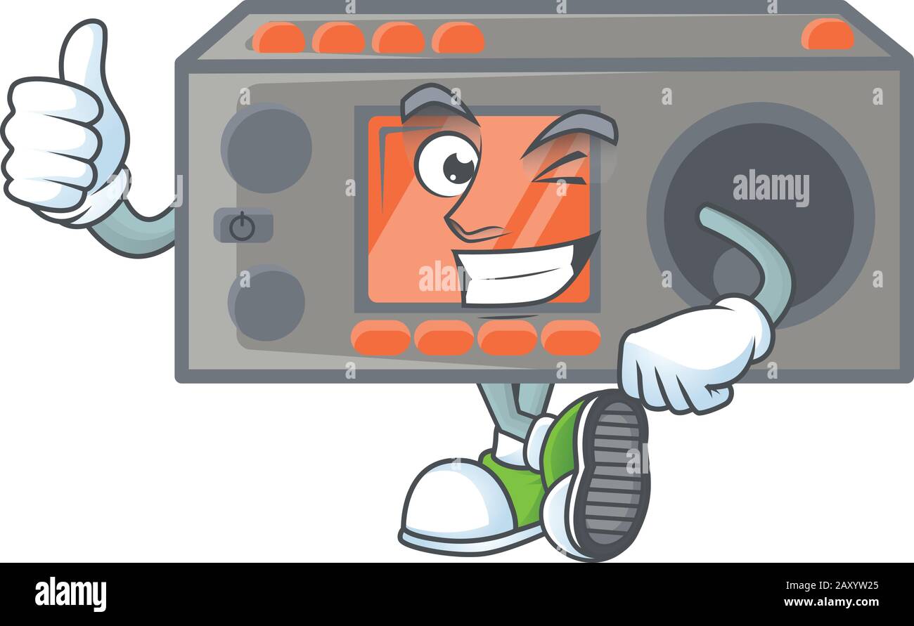 A mascot icon of radio transceiver making Thumbs up gesture Stock ...