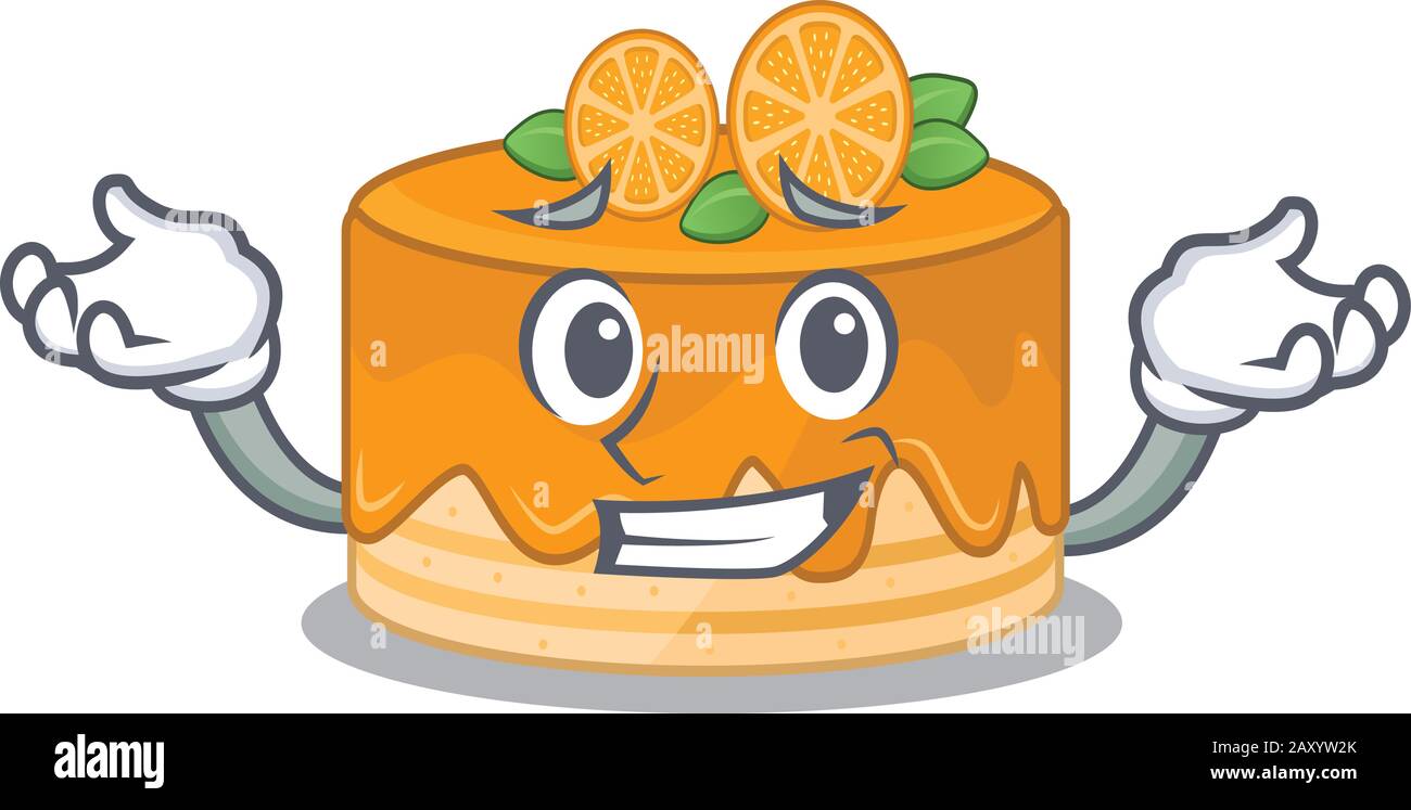 cute Grinning orange cake mascot cartoon style Stock Vector Image & Art ...