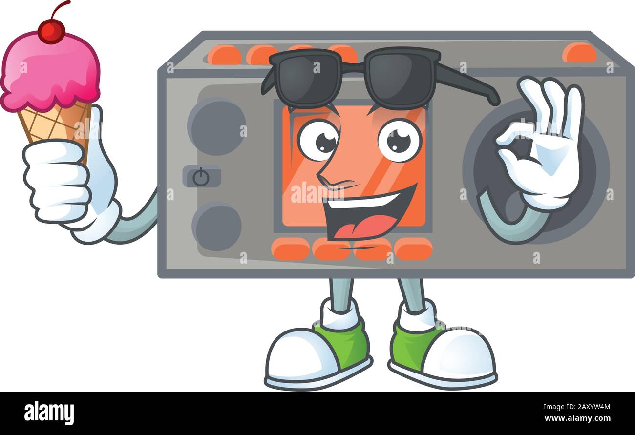 Radio transceiver mascot cartoon style eating an ice cream Stock Vector ...