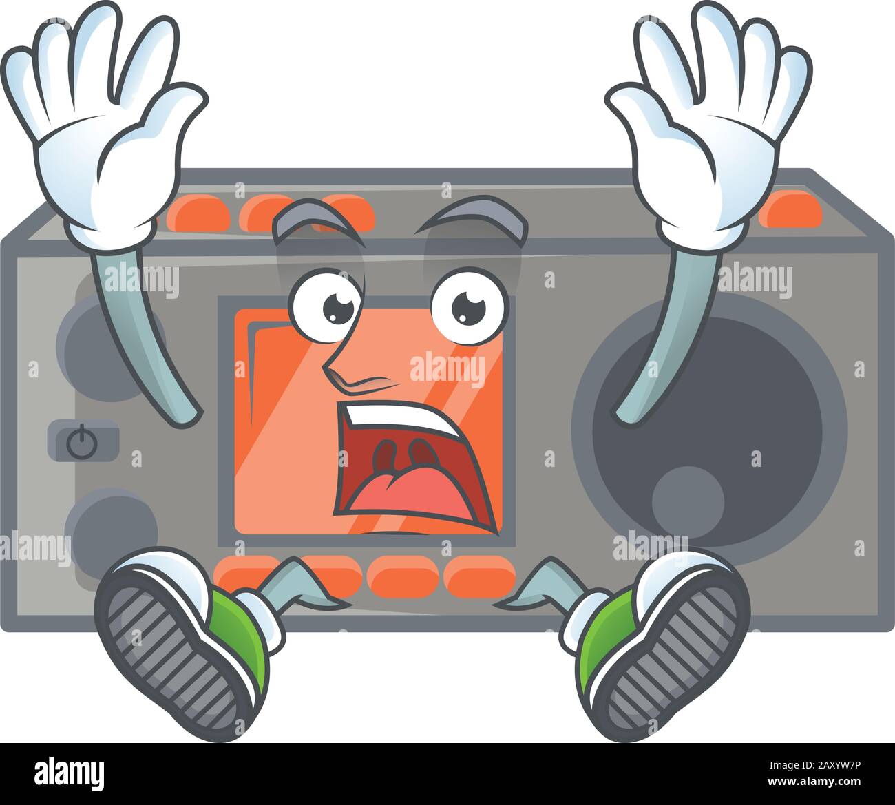 A picture of radio transceiver cartoon design with shocking gesture ...