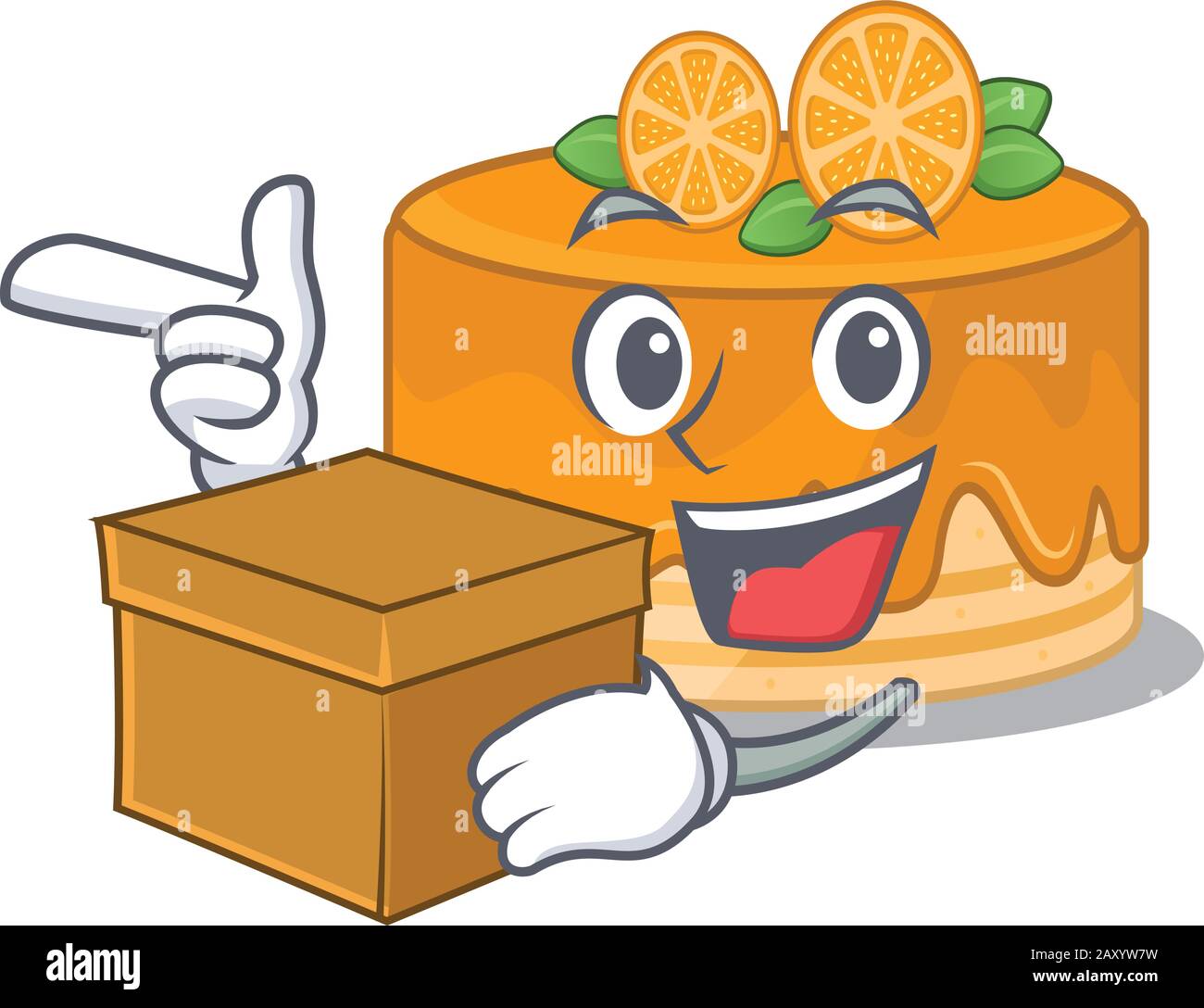 Cute orange cake cartoon character having a box Stock Vector Image ...
